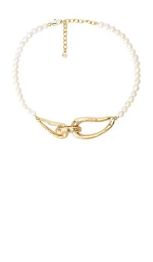 Ettika Molten Muse Pearl Necklace - Clear Crystal & Gold