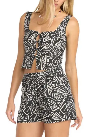 BILLABONG Printed Cotton Tank - Black White