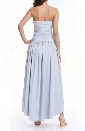 badgley mischka blue strapless dress ZAPAKASA Women A Line Navy Lace Mother Of Bride Dress with 3/4 Sleeves  Satin Wedding Guest Dress with Belt main image 0