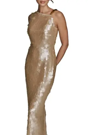 Donna Karan New York Paillette Sequin Column Gown