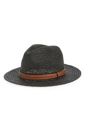Nordstrom Woven Straw Panama Hat - Black