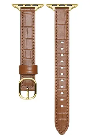 POSH TECH Croc Embossed Leather Apple Watch® Band - Rustic Caramel