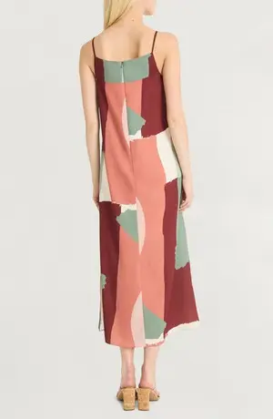 LUXELY Abstract Print Midi Dress