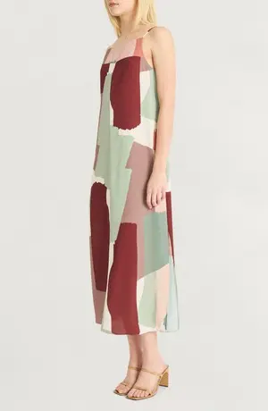 LUXELY Abstract Print Midi Dress