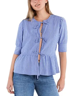 BILLY T Striped Ribbon Shirt