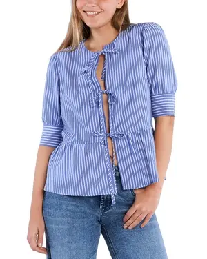 BILLY T Striped Ribbon Shirt