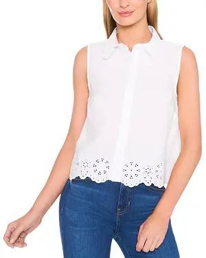 CECE DUPRAZ Eyelet Embroidery Top