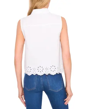 CECE DUPRAZ Eyelet Embroidery Top