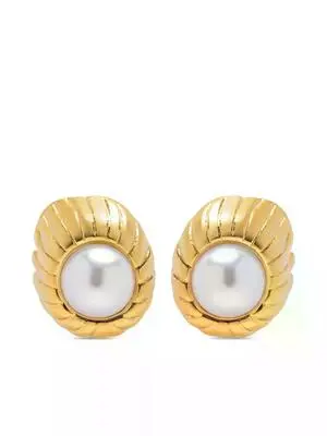 NIALAYA JEWELRY Freshwater Pearl Stud Earrings - Gold