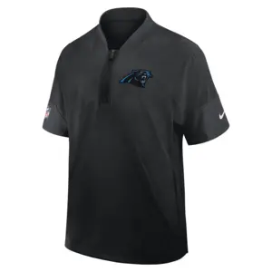 Nike Carolina Panthers Sideline Coach Nfl 1/2-zip Short-sleeve Jacket - Black