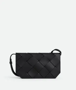 BOTTEGA  VENETA Intreccio Calf Leather Phone Pouch - Black
