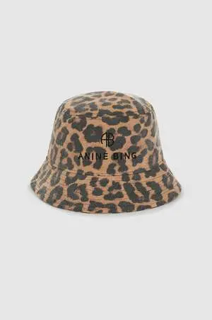 ANINE BING Nicks Bucket Hat - Black And Brown Leopard