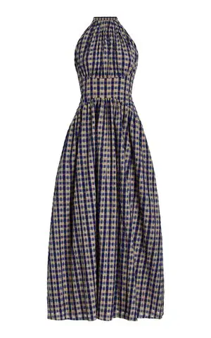 ROSIE ASSOULIN Halt(er) In The Name Of Love Checked-seersucker Midi Dress