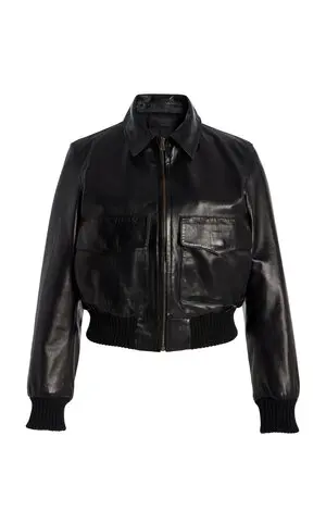 NILI LOTAN Redley Leather Bomber Jacket