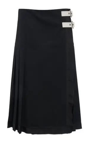 JIL SANDER Wool Kilt Midi Skirt - Black