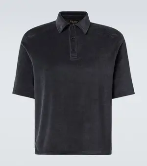 Loro Piana Murano Cotton And Silk Velour Polo Shirt - Blue