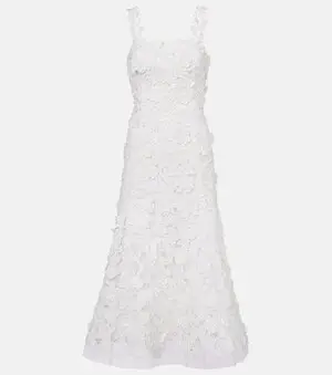 Carolina Herrera Guipure Lace Midi Dress - White