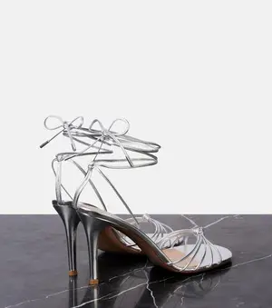 GIANVITO ROSSI Metallic Leather Lace-up Sandals