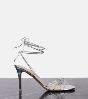 GIANVITO ROSSI Metallic Leather Lace-up Sandals