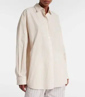 THE ROW Caster Striped Cotton Poplin Shirt