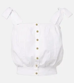 Melissa Odabash Giulia Lace-trimmed Cotton Top - White