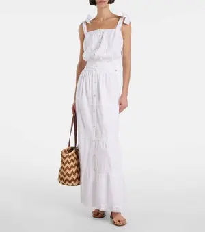 Melissa Odabash Giulia Lace-trimmed Cotton Top