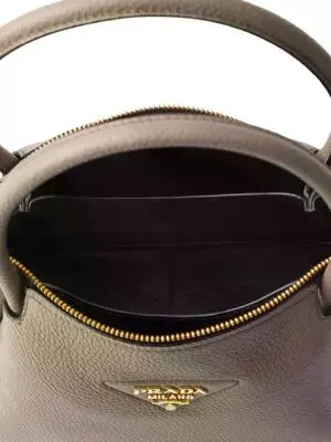 Prada Small Leather Tote Bag - Brown