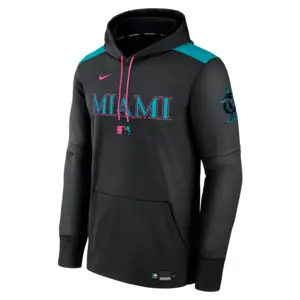 Nike Miami Marlins Authentic Collection City Connect Therma Mlb Pullover Hoodie - Black