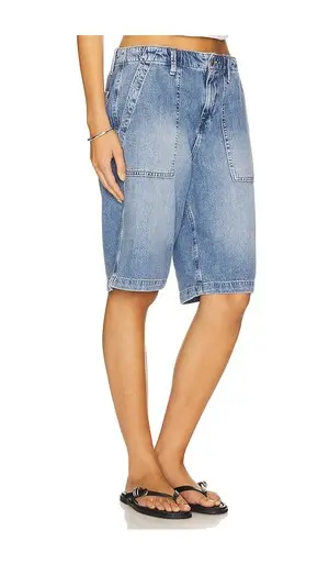Good American Lite Linen Bermuda Short - Blue