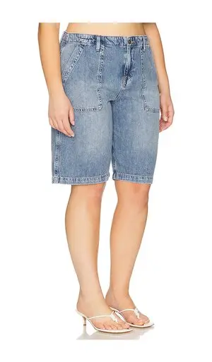 Good American Lite Linen Bermuda Short - Blue