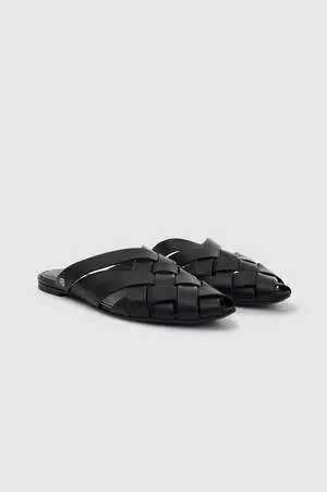 ANINE BING Eve Leather Flats - Black