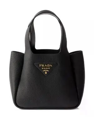 Prada Mini Leather Tote Bag - Black