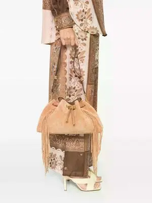 JIMMY CHOO Medium Cinch Fringed Shoulder Bag - Neutrals