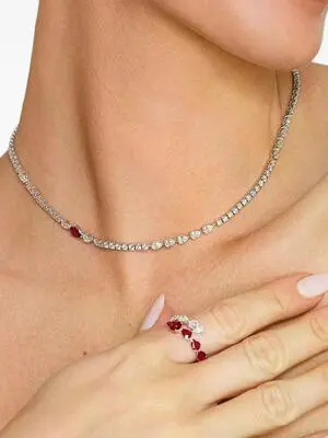 JEWELS AFICIONADO 18k White Gold Diamond And Ruby Necklace