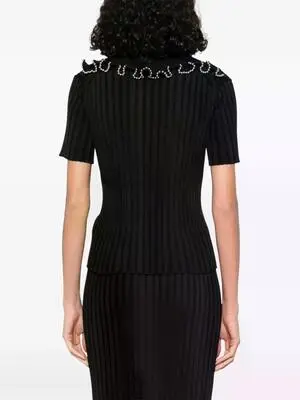 JIL SANDER Ribbed-knit Polo Top