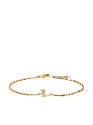 David Yurman 18k Yellow Petite Pavé Initial Diamond Bracelet - Gold