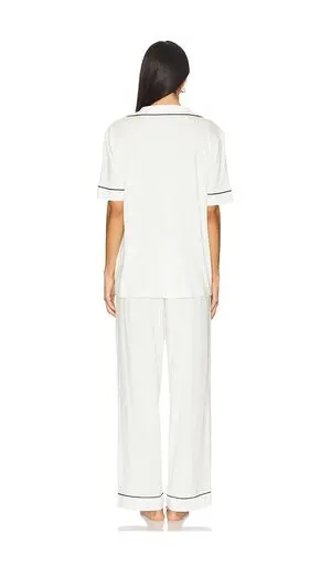Eberjey Gisele Short Sleeve Long Pj Set In Ivory