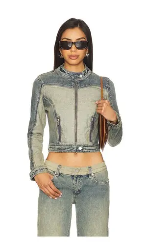 Abrand Denim Roxie Denim Moto Jacket