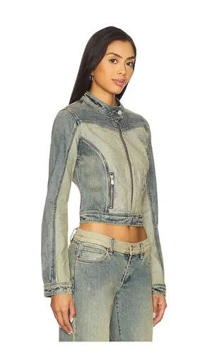 Abrand Denim Roxie Denim Moto Jacket