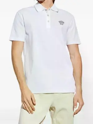 Versace Logo-embroidered Polo Shirt - White