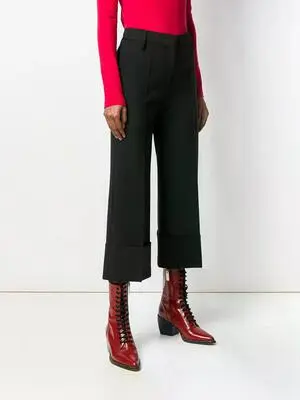 Valentino Garavani Pleated Cropped Trousers - Black