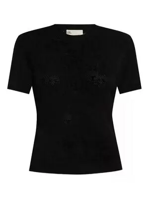 Tory Burch Perforated-knit Top - Black