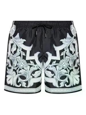 Versace Barocco-print Swim Shorts - Black