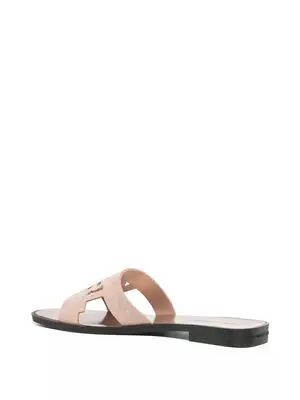 Karl Lagerfeld Skoot Ii Leather Flat Sandals - Neutrals