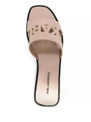 Karl Lagerfeld Skoot Ii Leather Flat Sandals - Neutrals
