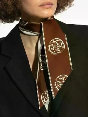 Tory Burch Monogrammed Silk Scarf