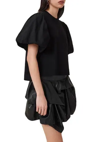 ALLSAINTS Hitch Ruched Leather Miniskirt