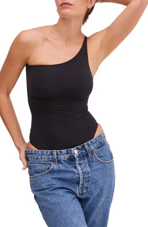 NOODY Seamless Forming One Shoulder Bodysuit - Black