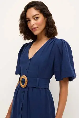 MARIE OLIVER Gwenyth Linen Blend Dress - Pacific