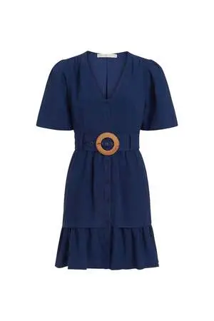 MARIE OLIVER Gwenyth Linen Blend Dress - Pacific